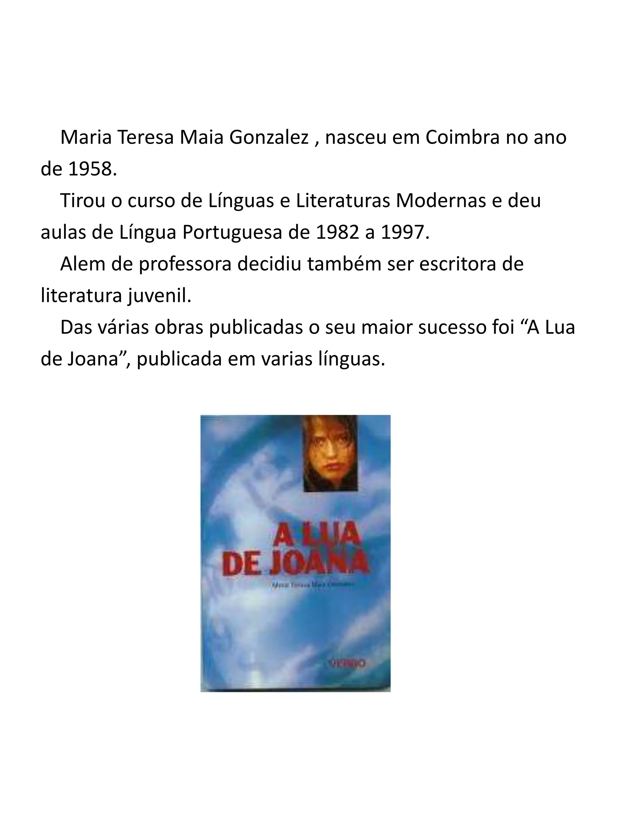 Biografia de maria teresa maia gongalez | PPTX