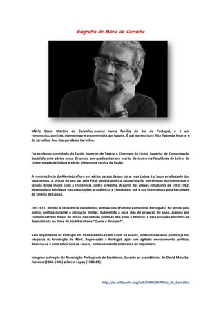 Biografia de Mário de Carvalho | DOCX