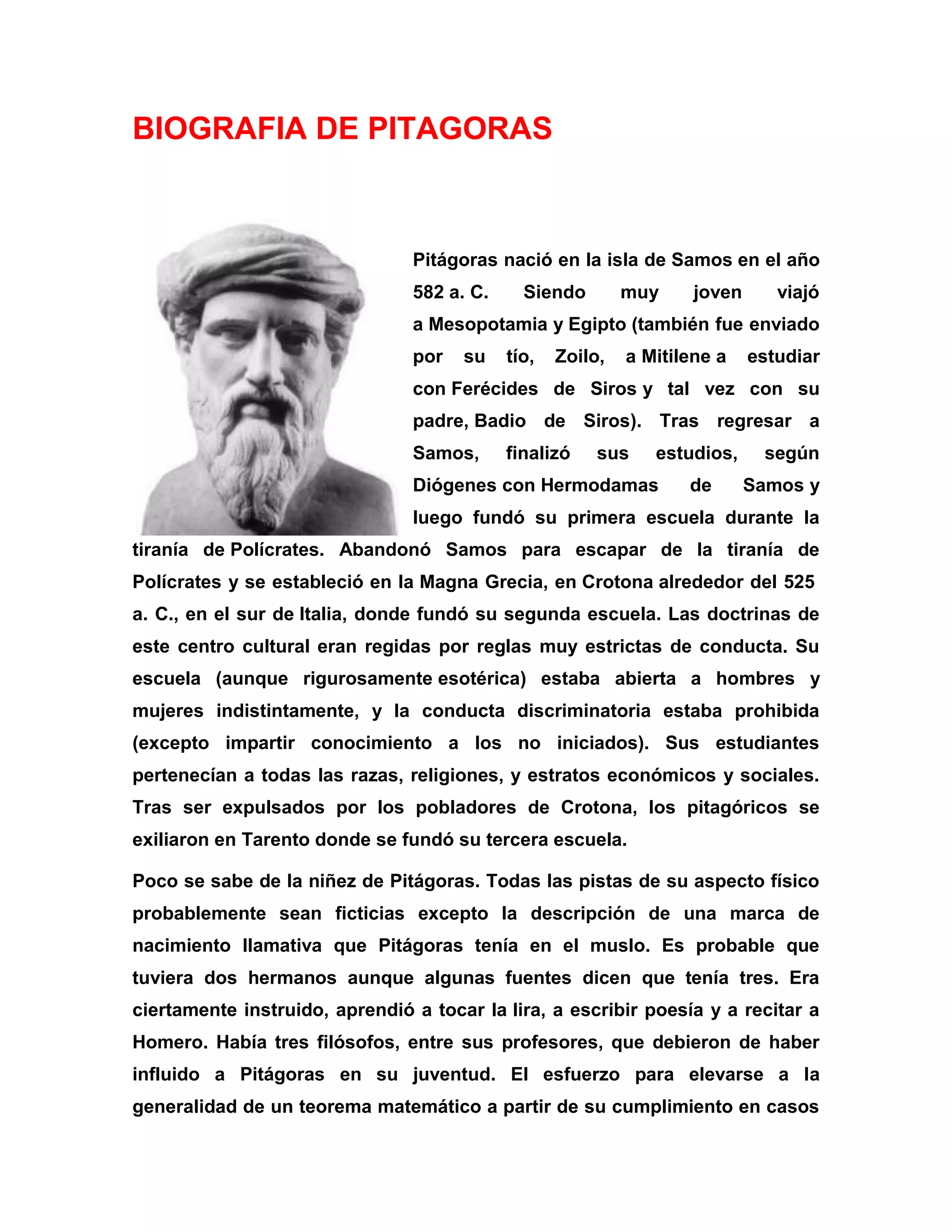 Biografia de pitagoras | DOCX
