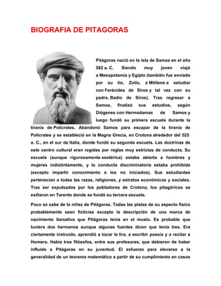 Biografia de pitagoras | DOCX