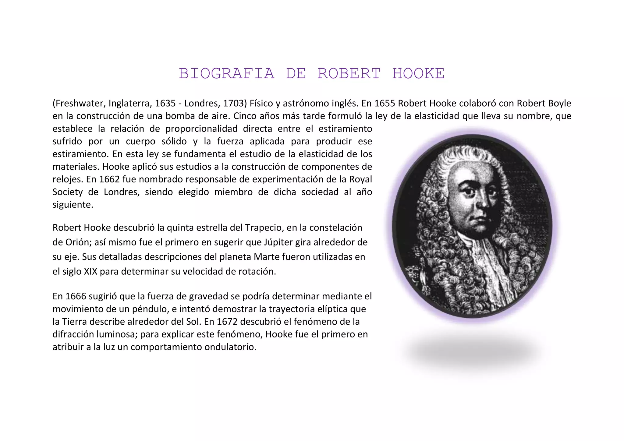 Biografia de robert hooke | DOCX