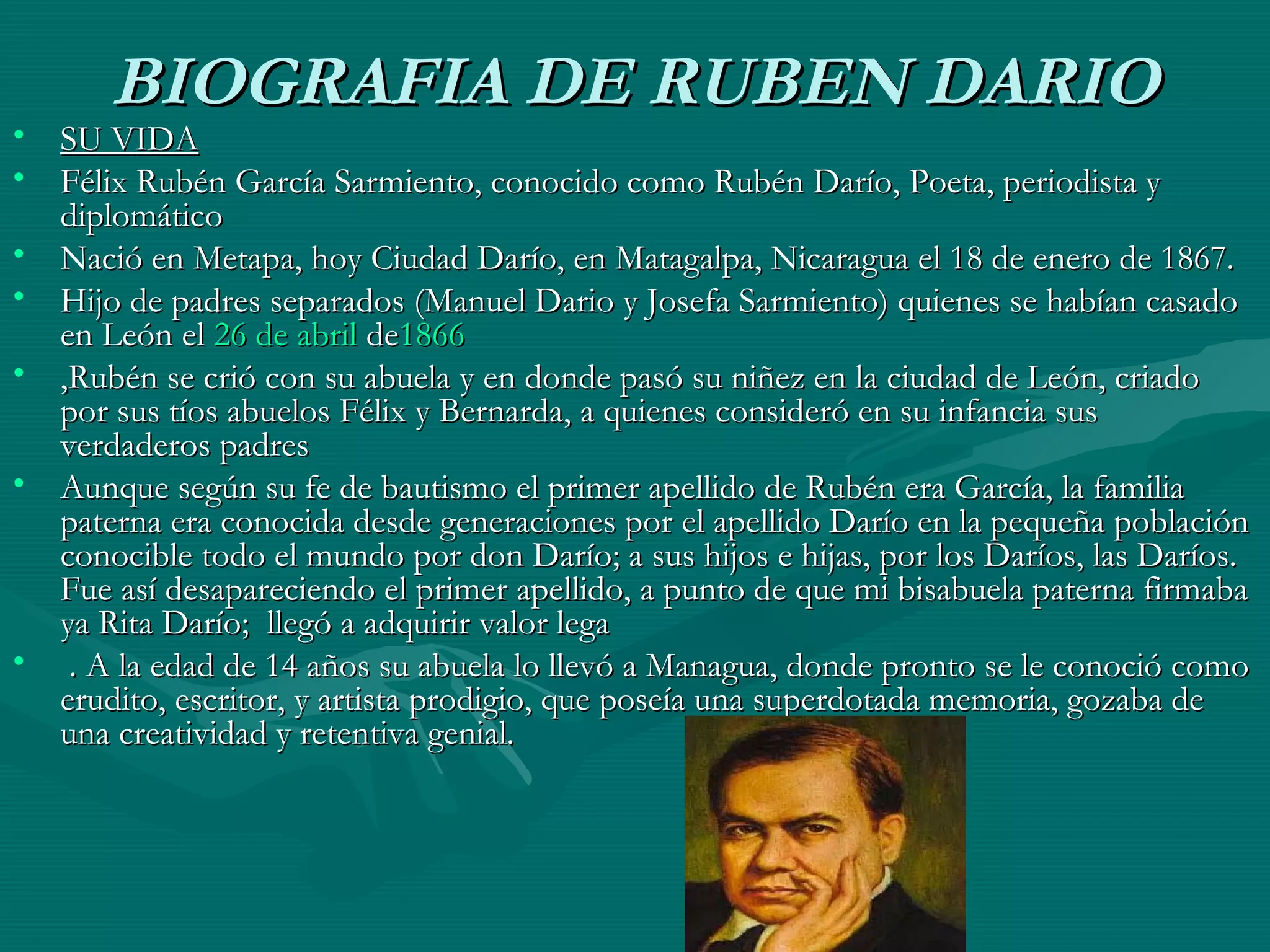 Biografia de Ruben Dario | PPS