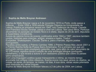 Biografia de sophia de mello breyner | PPTX | Poetry | Books and Literature