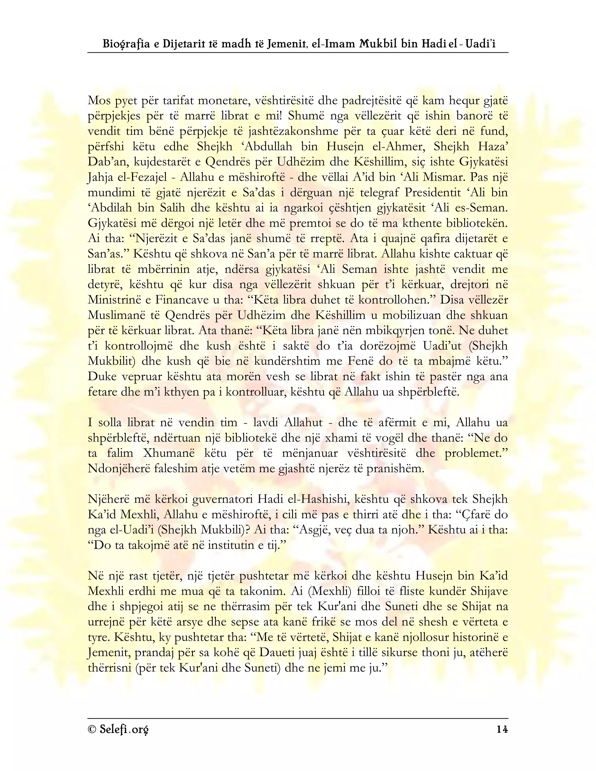 Biografia e dijetarit të madh të Jemenit - Mukbil bin Hadi | PDF