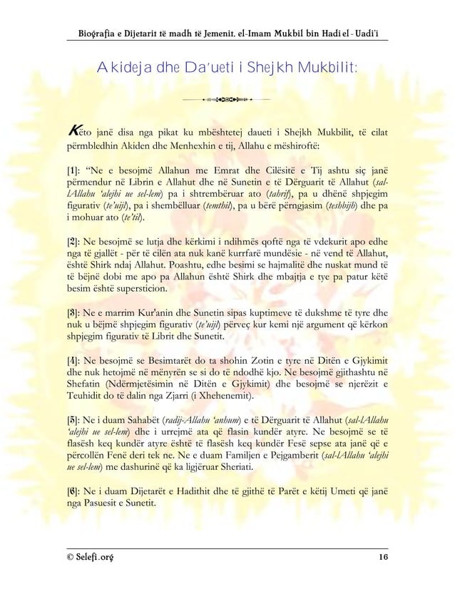 Biografia e dijetarit të madh të Jemenit - Mukbil bin Hadi | PDF
