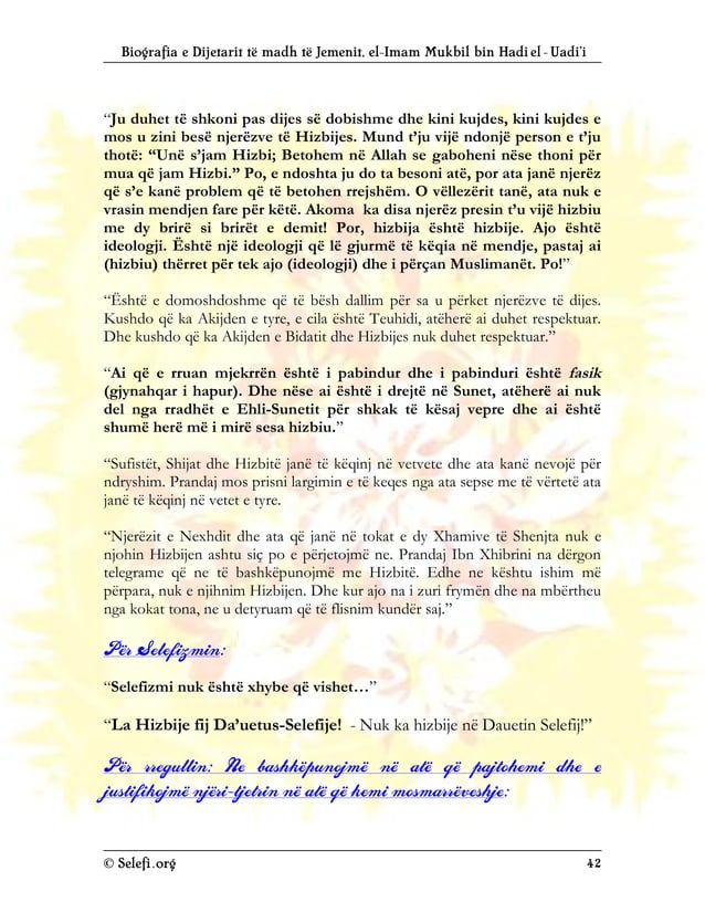 Biografia e dijetarit të madh të Jemenit - Mukbil bin Hadi | PDF