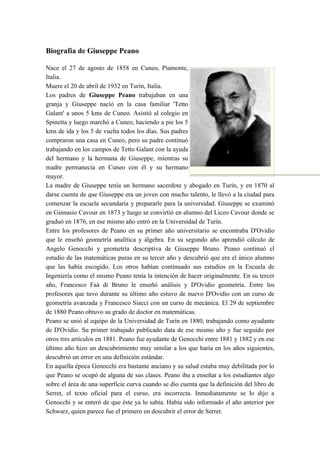 Biografia Giuseppe Peano | DOC