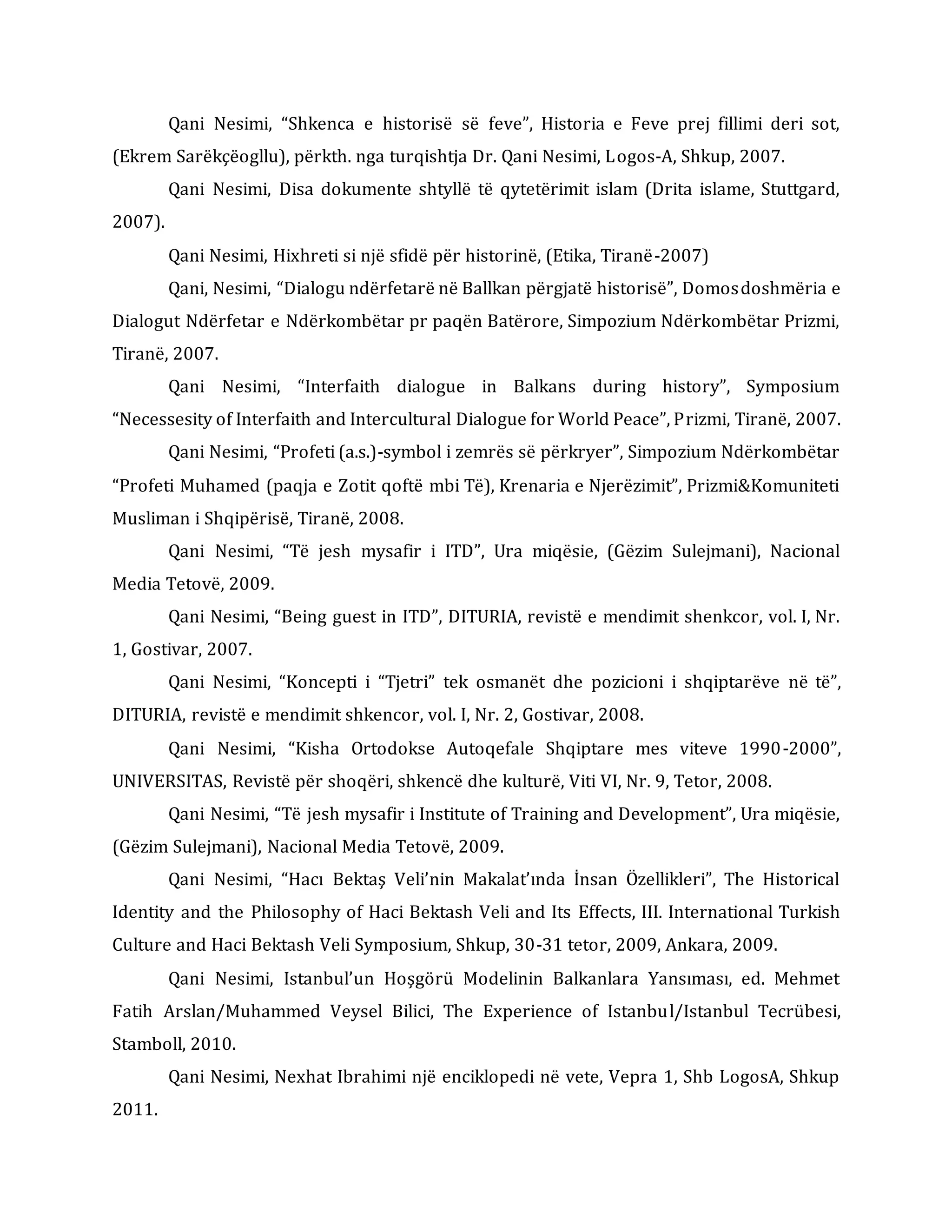 Biografia e kandidatit për reis Qani Nesimi | PDF