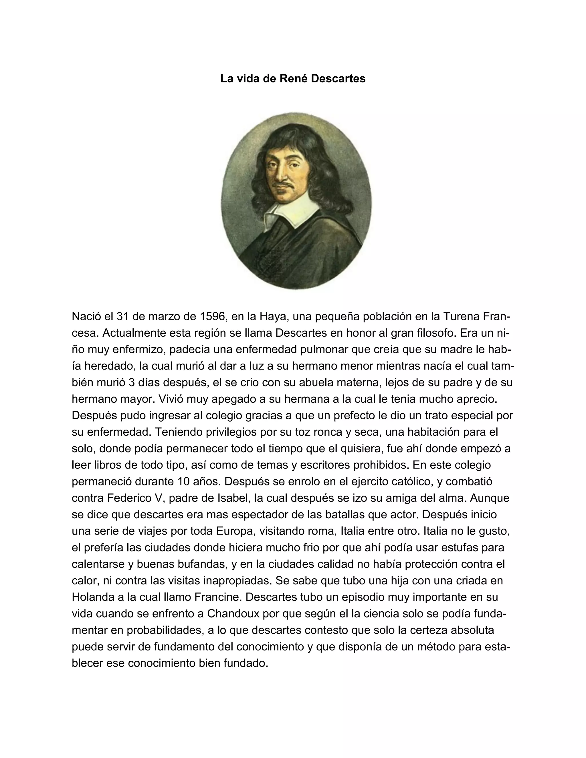 Biografía René Descartes | PDF