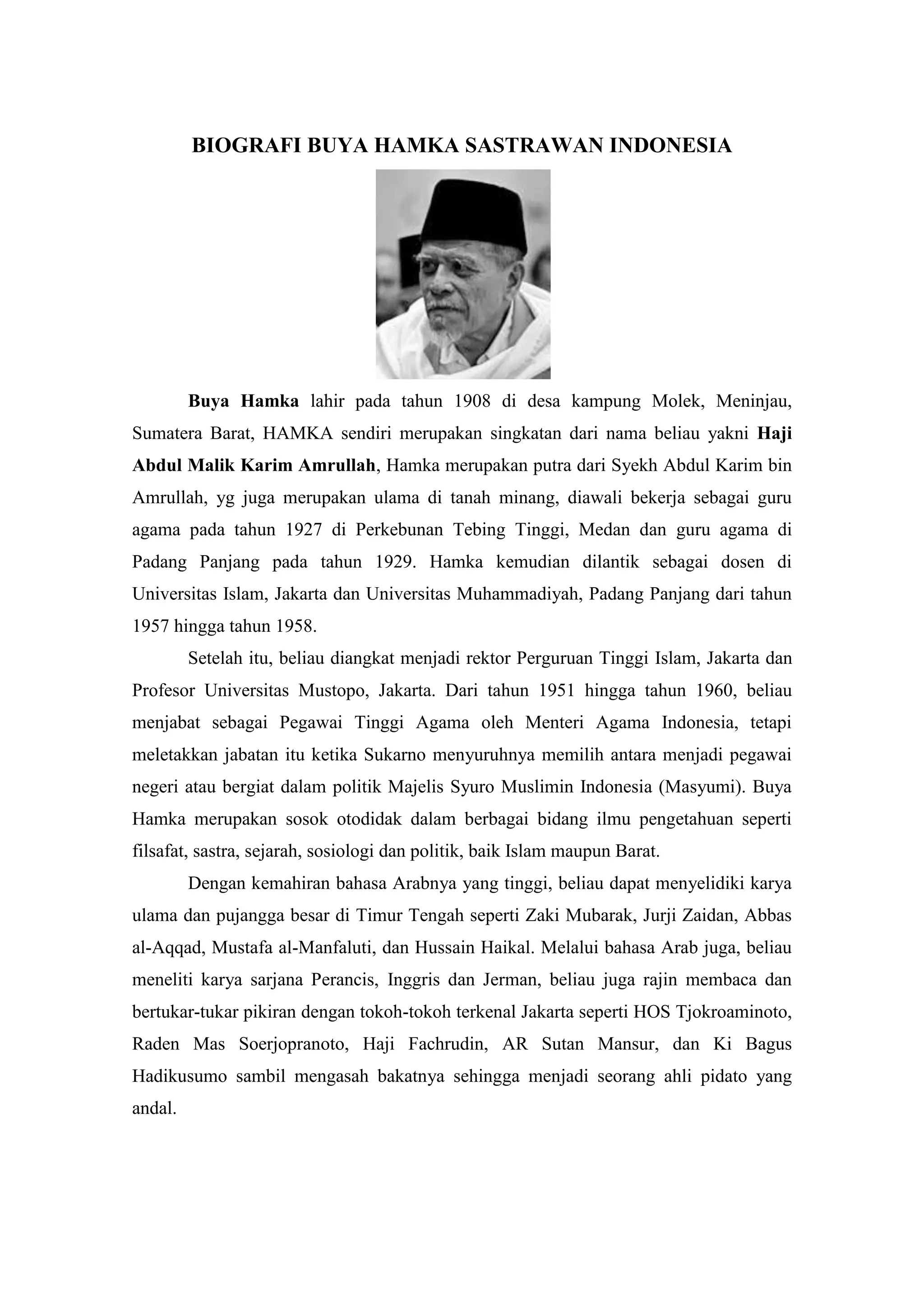 Biografi buya hamka sastrawan indonesia | DOCX