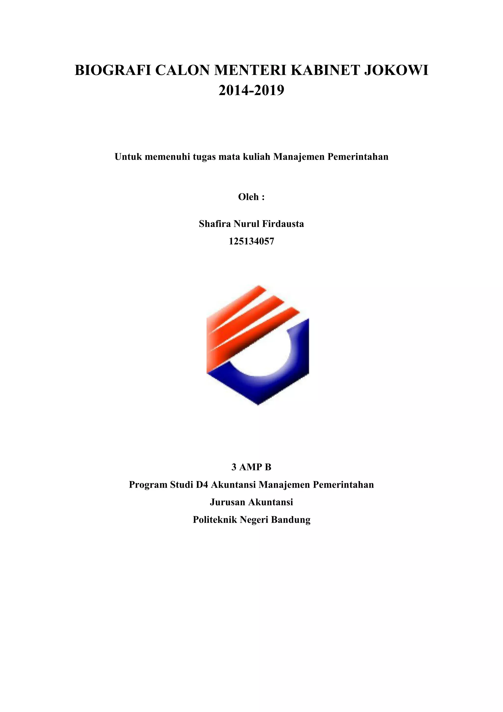 Biografi calon menteri kabinet jokowi 2014 | PDF