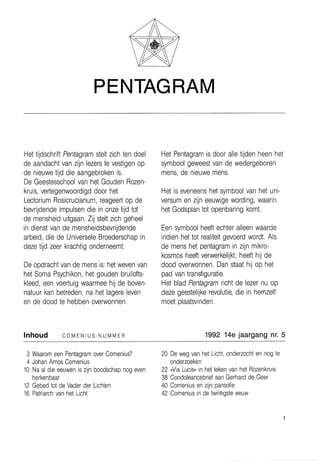 Biografie Comenius Jan Amos Komensky Tijdschrift Pentagram 1992 nummer ...
