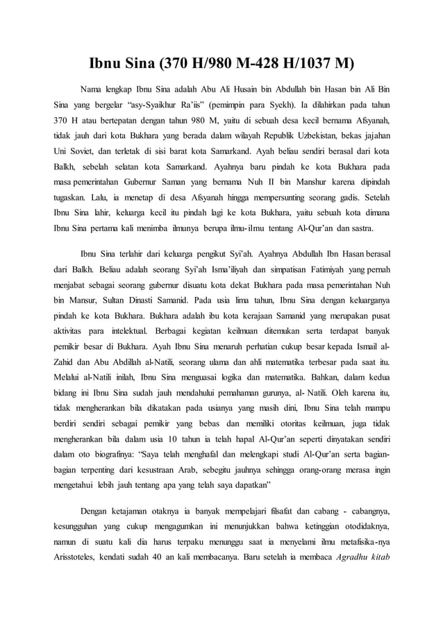 Biografi ibnu sina | PDF