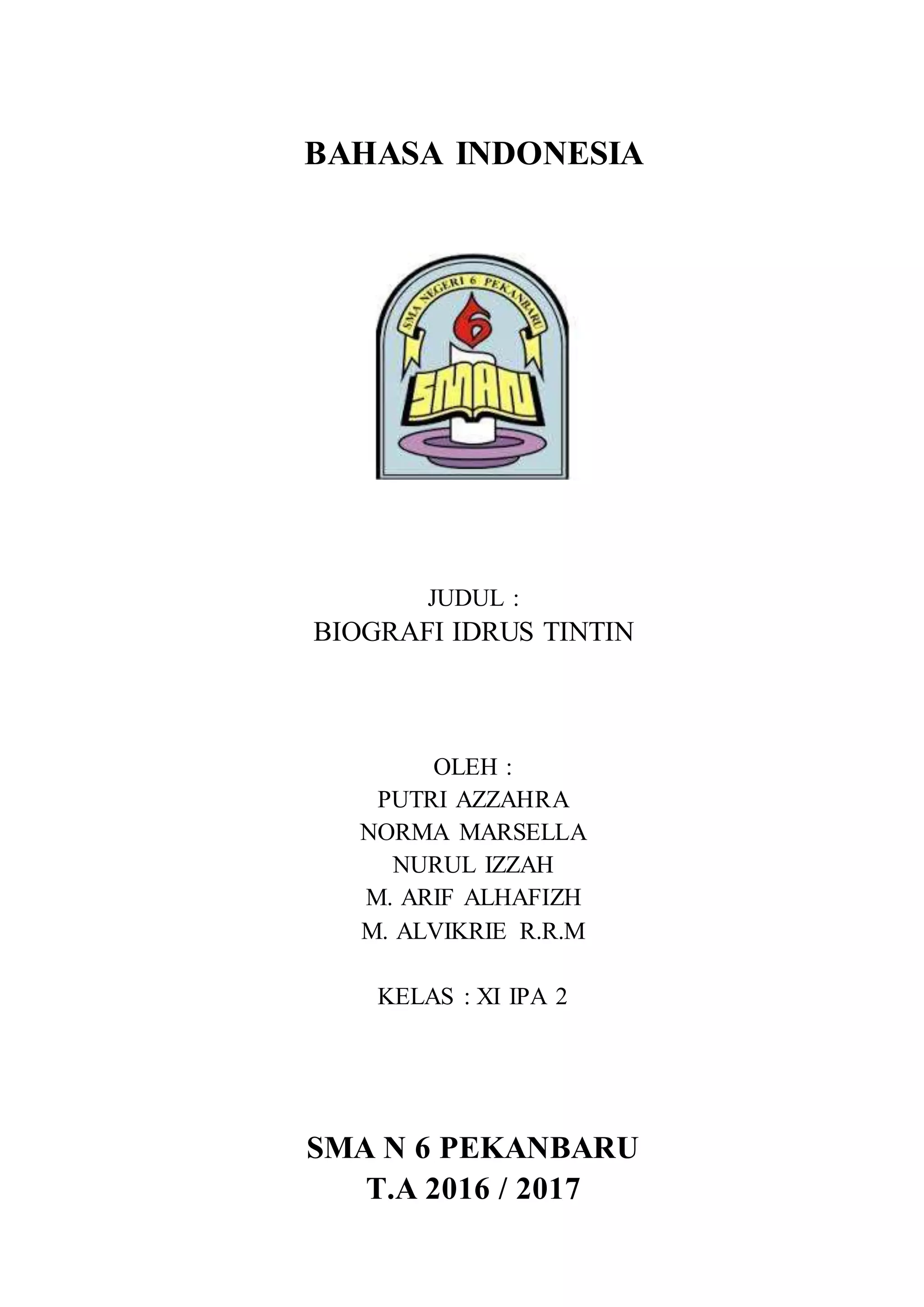 Biografi idrus tintin | PDF