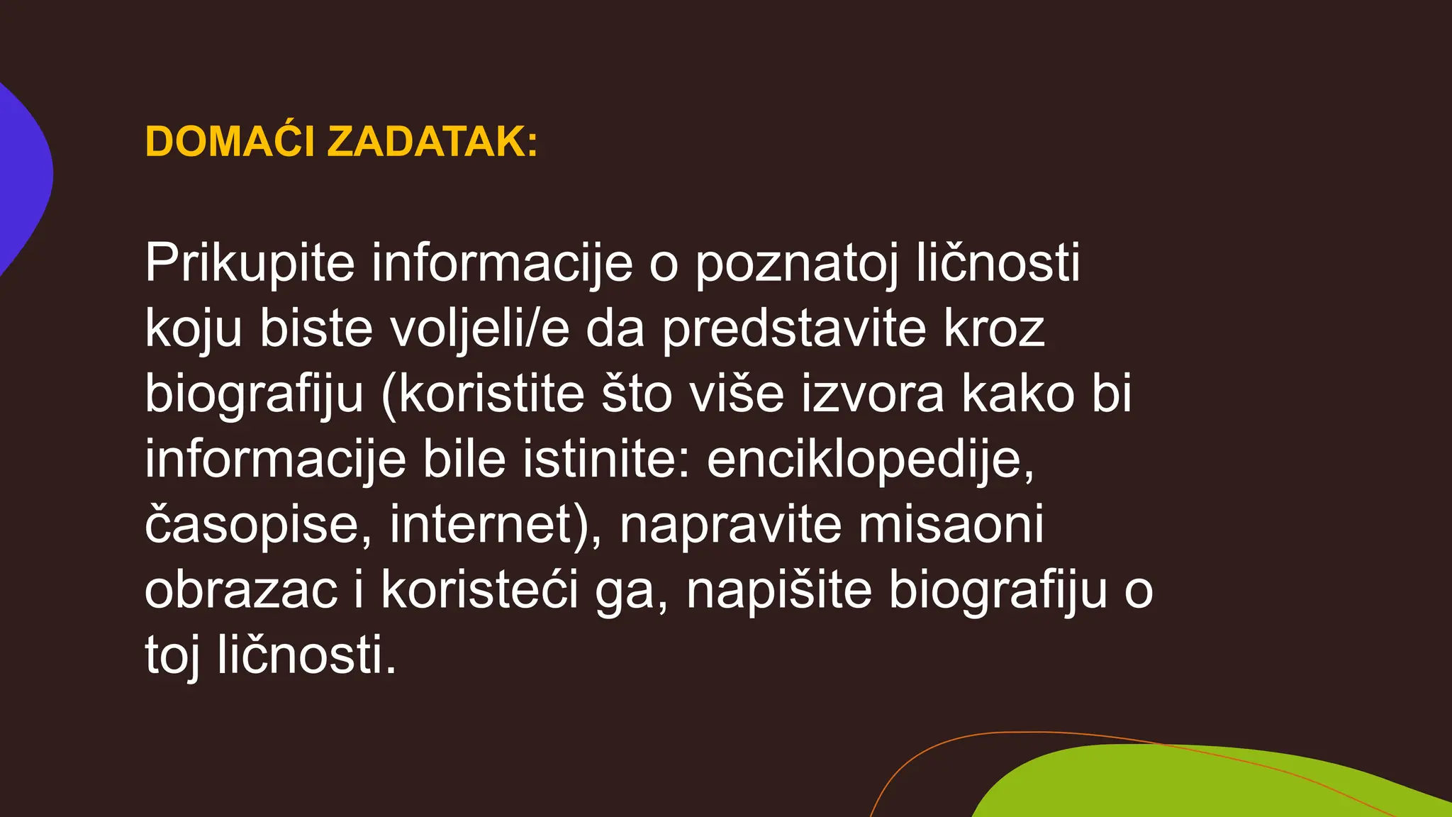 Biografija . Kako napisati biografiju. Hvala | PPTX