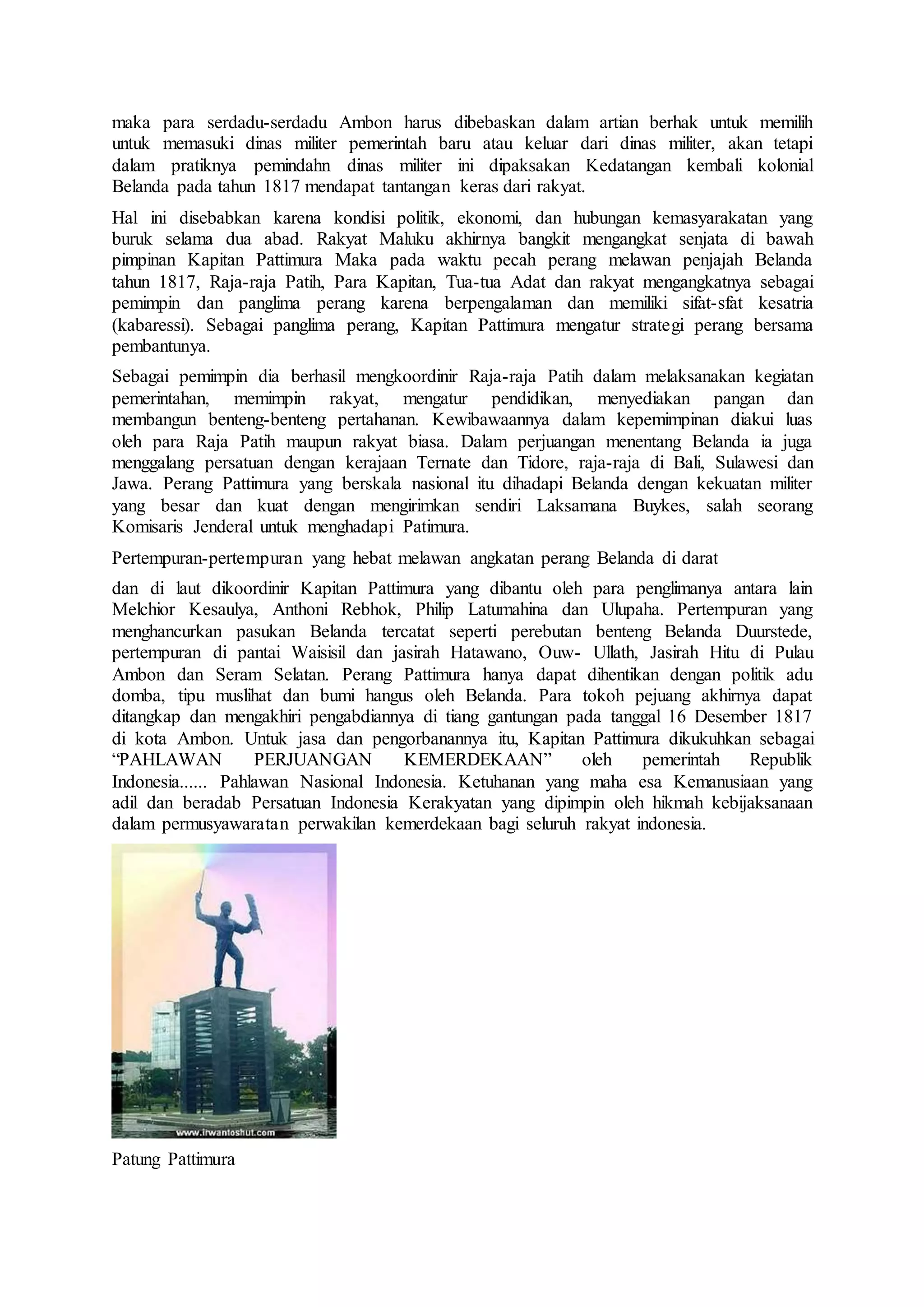 Biografi lengkap kapitan pattimura | DOCX