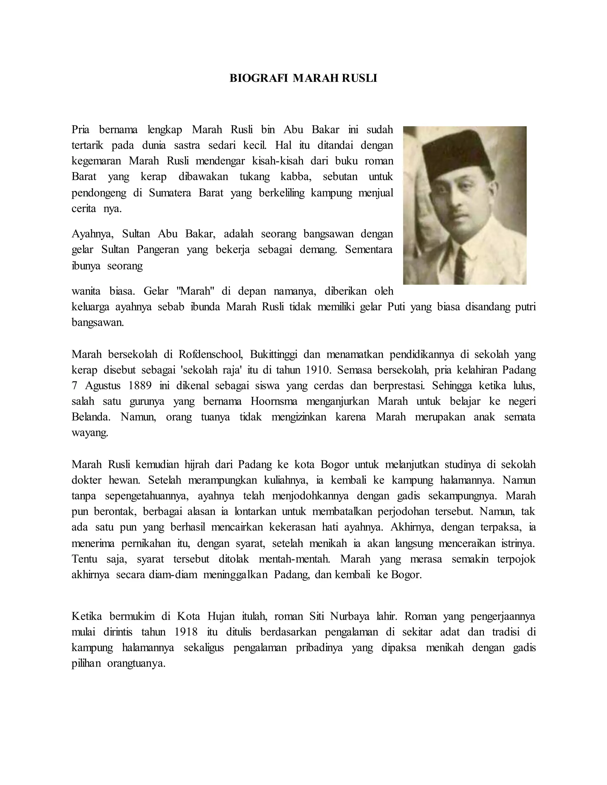 Biografi marah rusli | DOCX