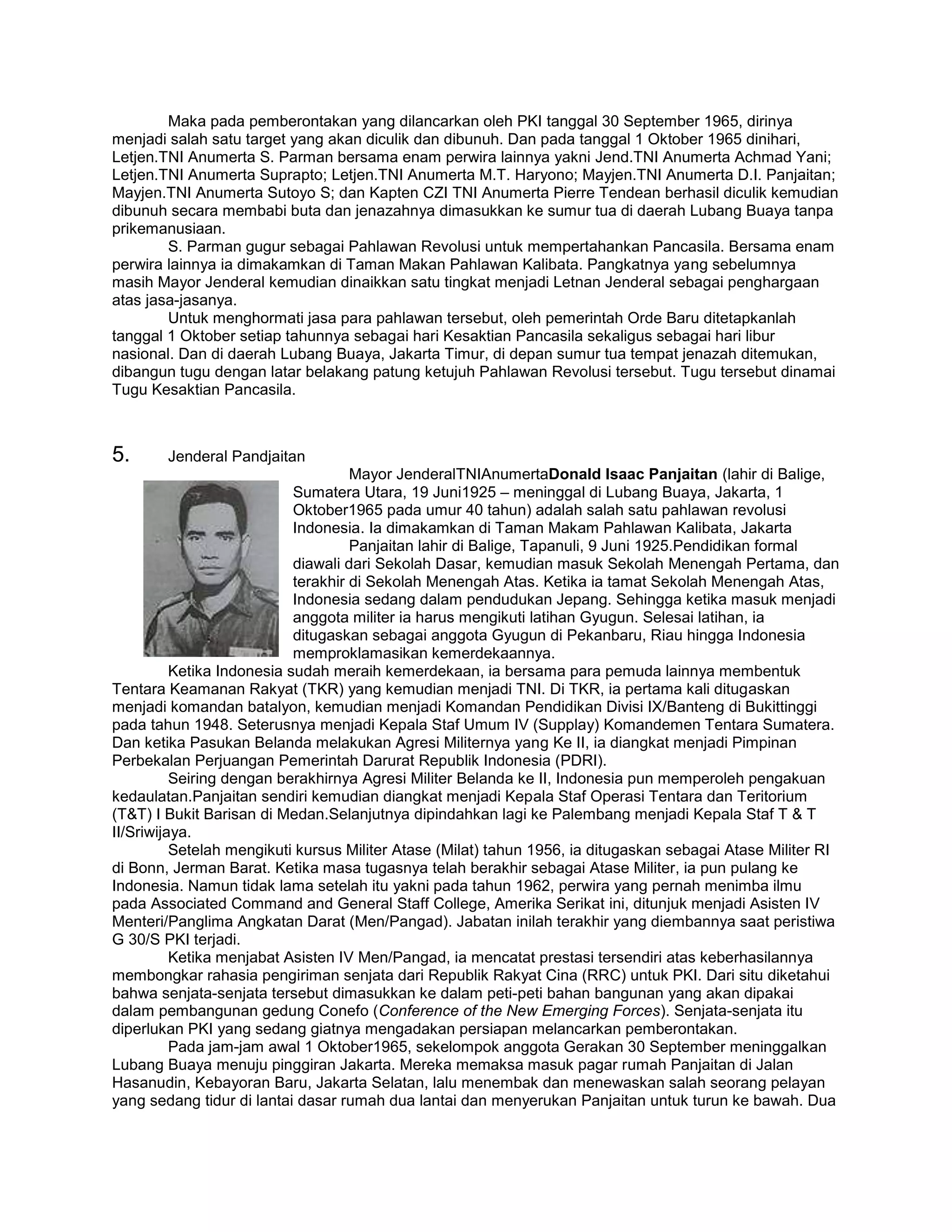 Biografi pahlawan revolusi indonesia | DOCX