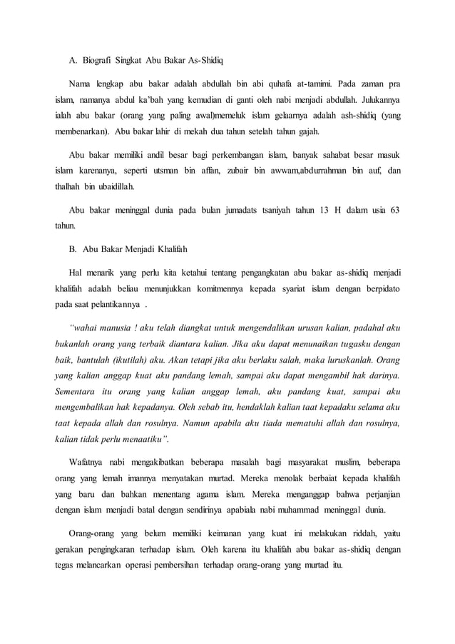 Biografi singkat abu bakar as | DOCX