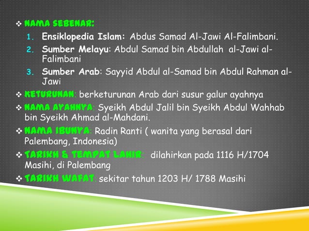 Biografi syeikh abdus samad al palembani | PPTX