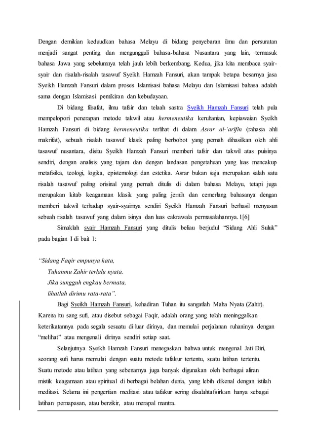 Biografi syeikh hamzah fansuri | DOCX