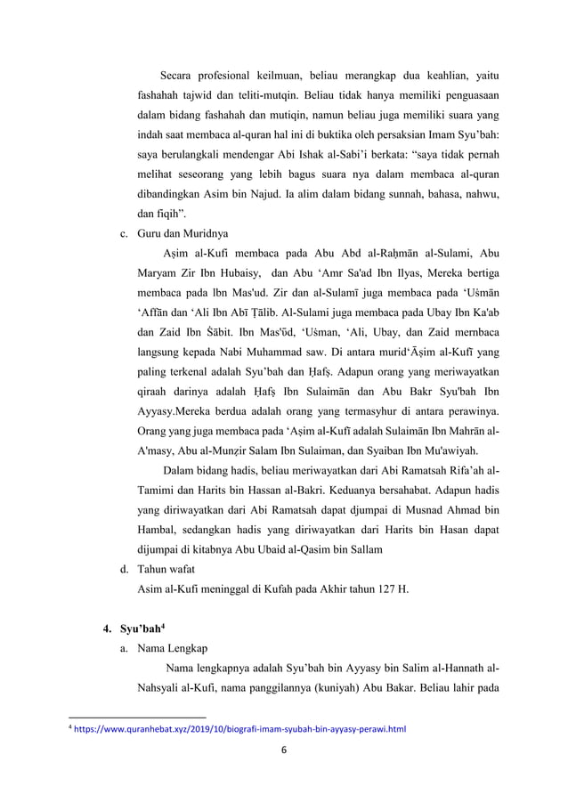 Biografi syu'bah | PDF