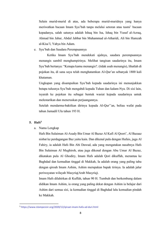 Biografi syu'bah | PDF