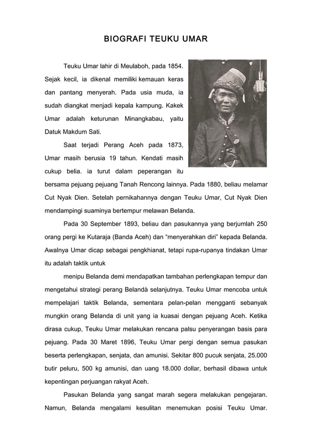 Biografi teuku umar | PDF | Free Download