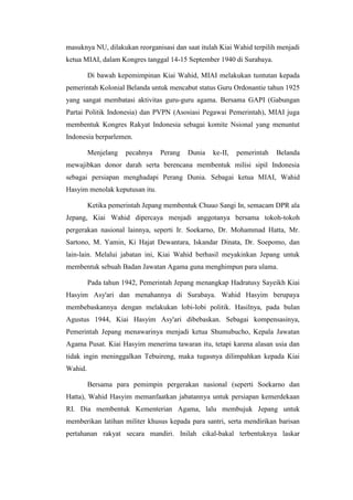 Biografi wahid hasyim | PDF