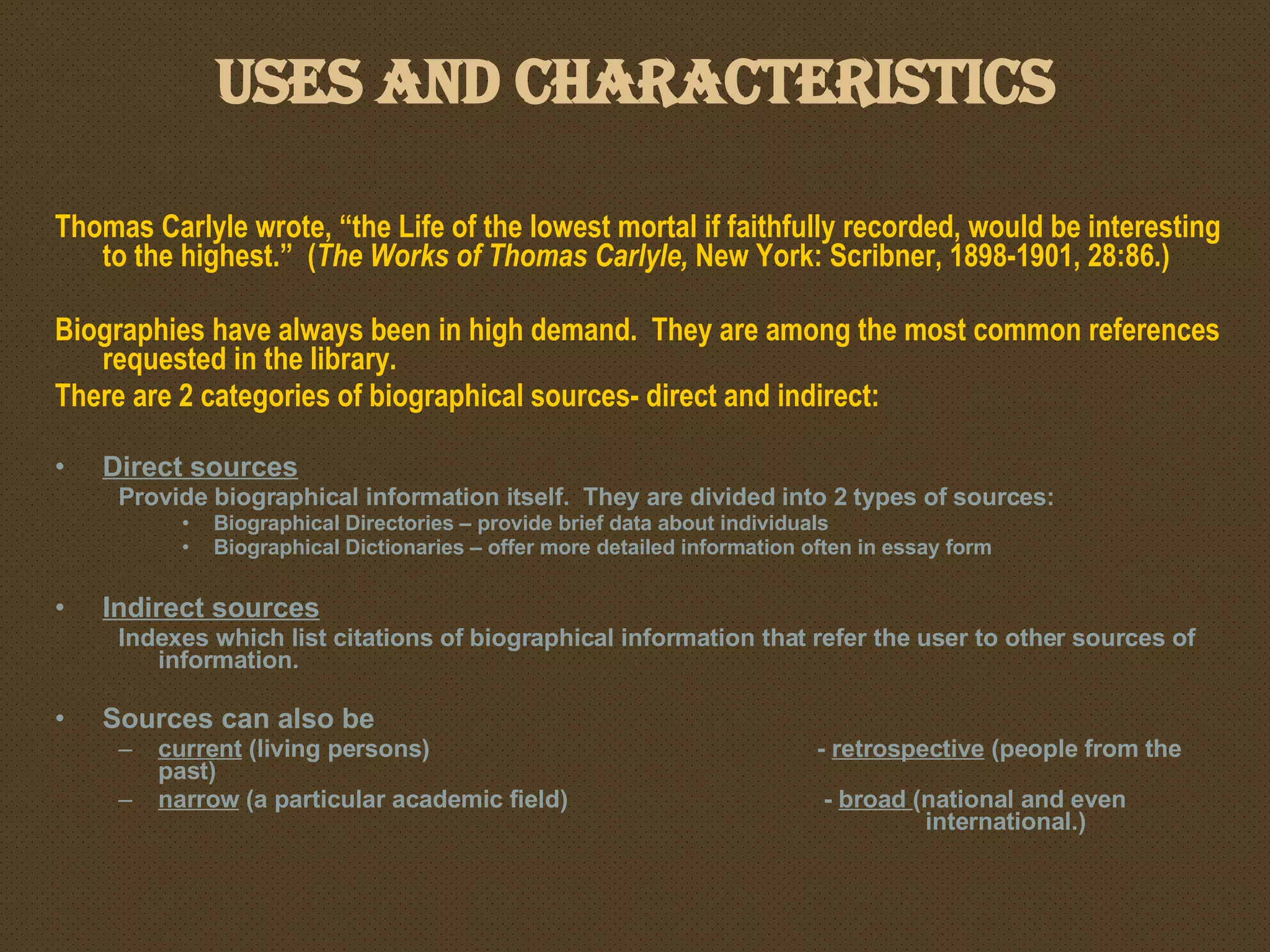 Biographical Reference Sources | PPS