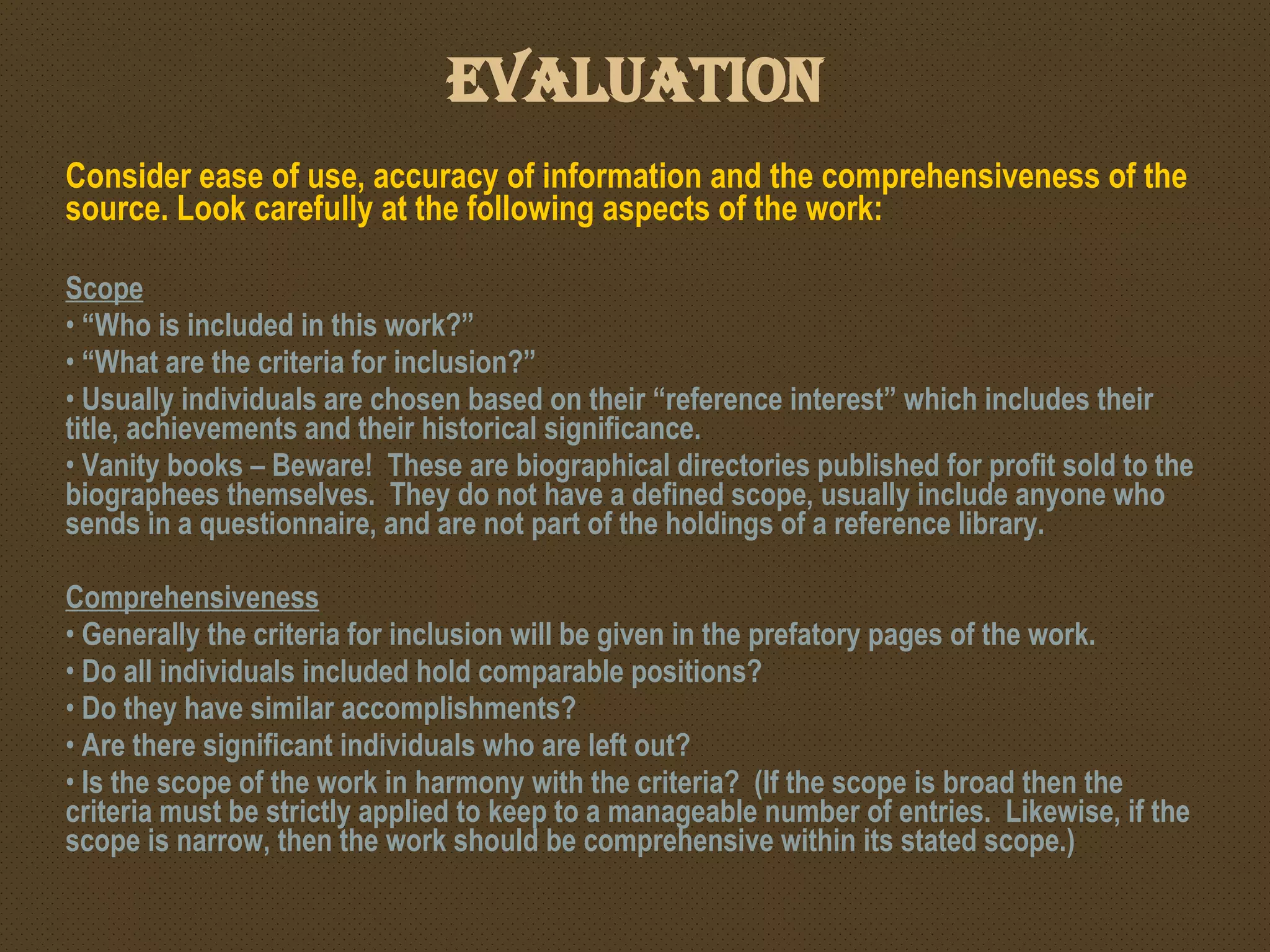 Biographical Reference Sources | PPS