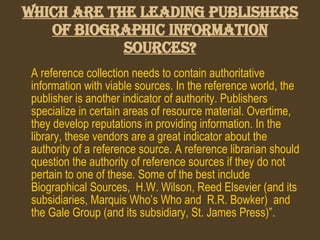 Biographical Reference Sources | PPS