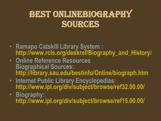 Biographical Reference Sources | PPS