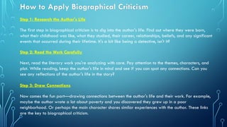 BIOGRAPHICAL APPROACH to LIterary Criticism | PPTX | Biographies | Genres