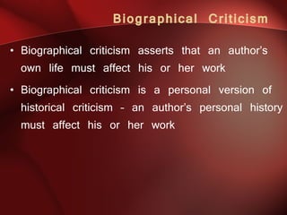 Biographical criticism | PPT