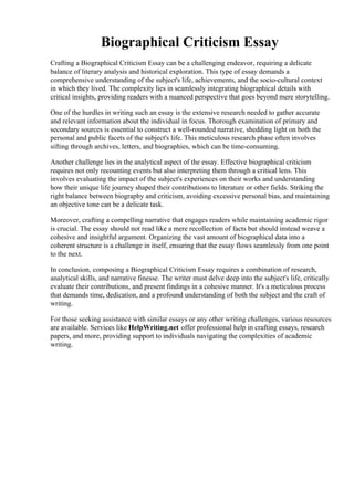 Biographical Criticism Essay. 003 Critique Essay Example Of Research ...