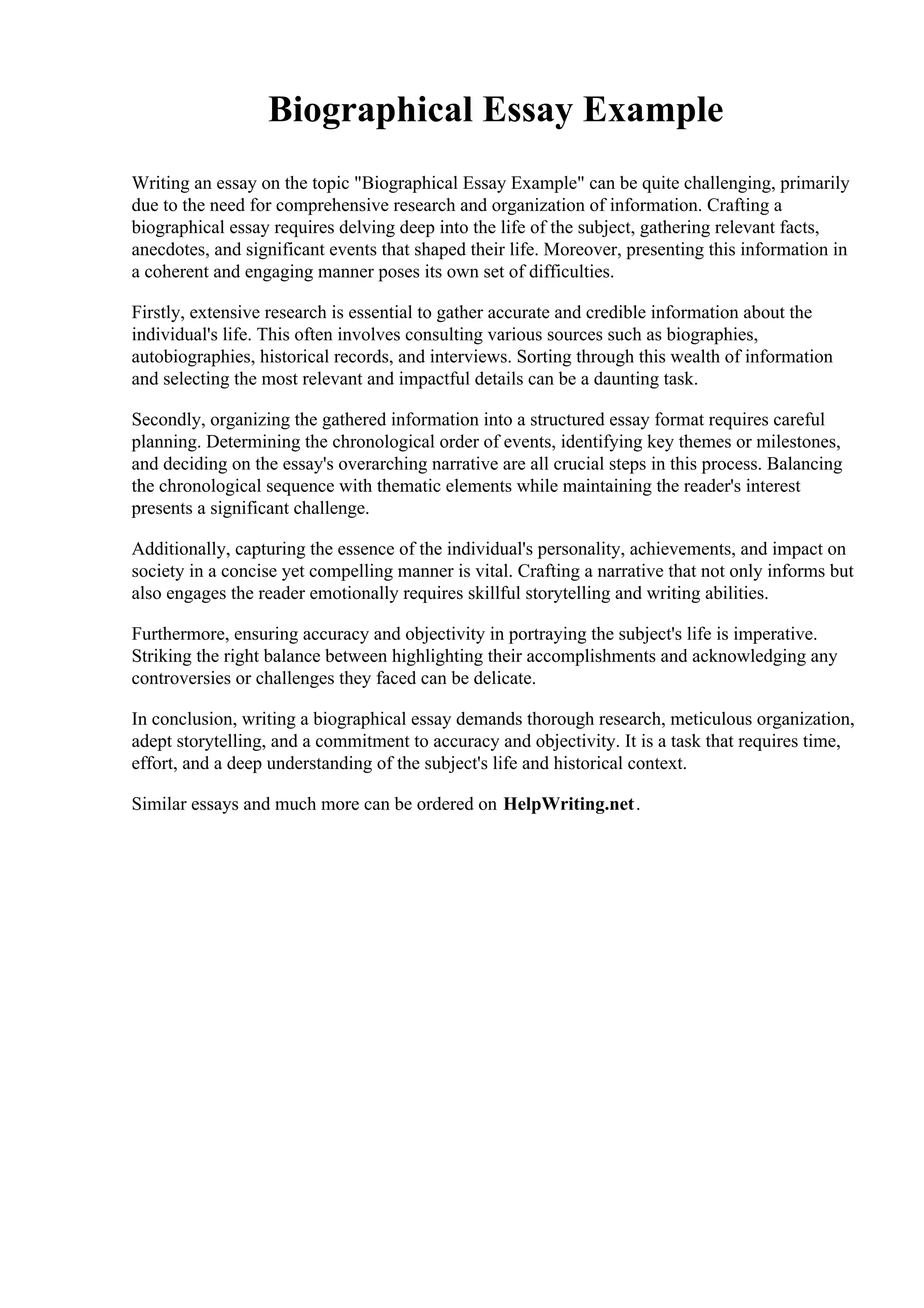 Biographical Essay Example. NewSchool of Architecture and Design | PDF