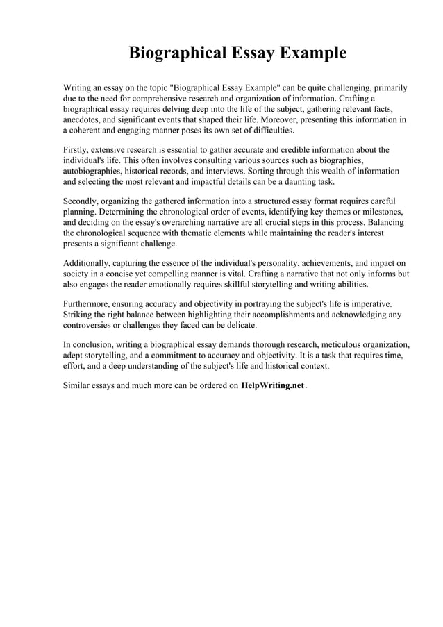 Biographical Essay Example. NewSchool of Architecture and Design | PDF