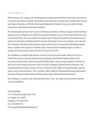 Biographical Information Of Glenn Golenberg.2012