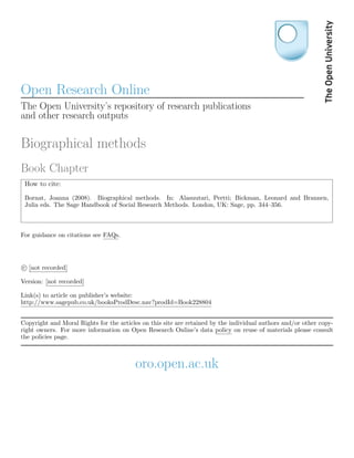 Biographical methods | PDF