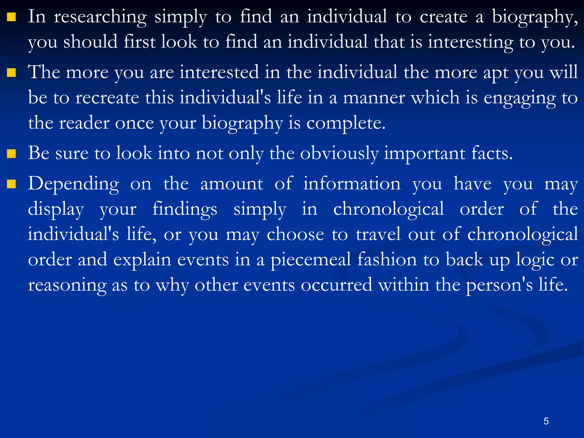 Biographical narrative essay | PPT