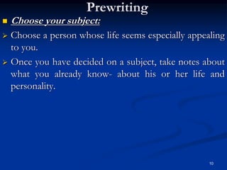 Biographical narrative essay | PPT