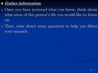 Biographical narrative essay | PPT