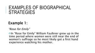 Biographical & physiological strategies | PPTX | Biographies | Genres