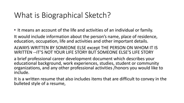 Biographical Sketch:An Introductory Lecture Presentation | PPTX ...