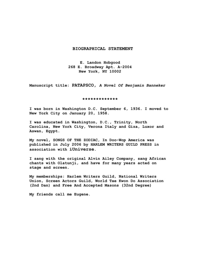 Biographical statement copy | PDF