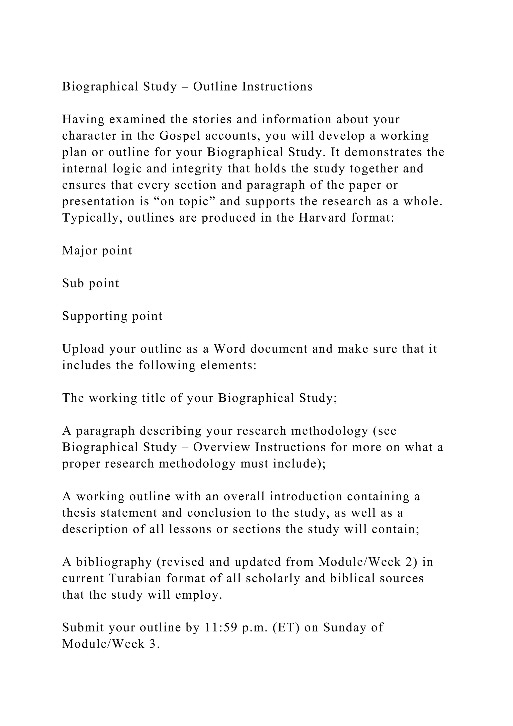 Gospel Character Biographical Study Outline Instructions | PDF