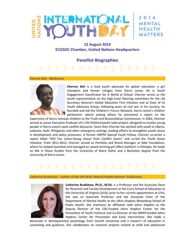 International Youth Day Biographies | PDF