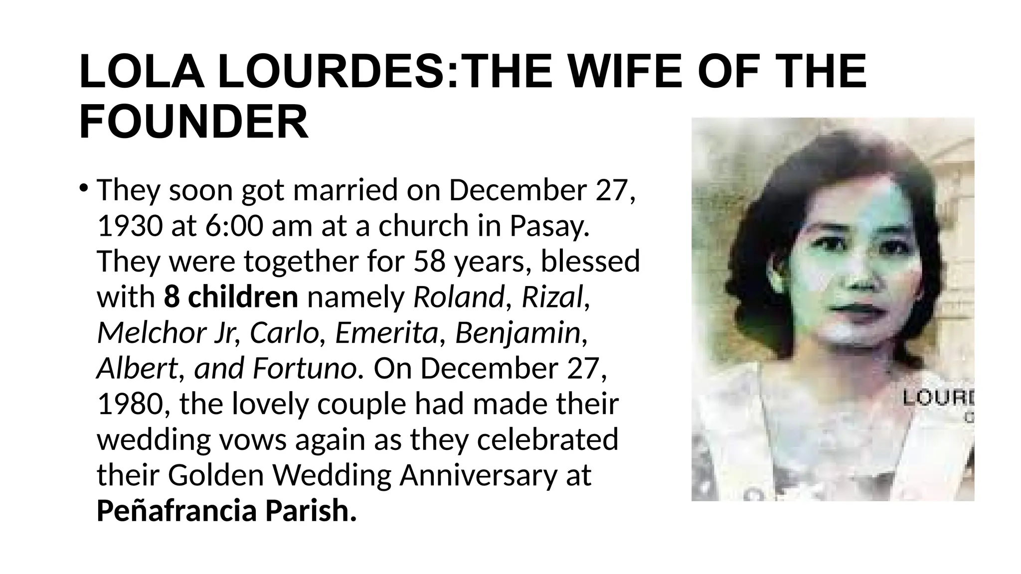 Biographies of Lolo Mel and Lola Lourdes | PPTX