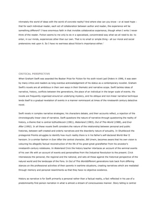 Biography of Graham Swift | DOC | Fiction | Books and Literature